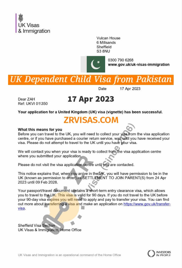 UK Dependant Children Visa Application to join Parents in the UK – ZR ...